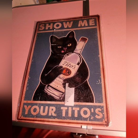 Source Unknown | Wall Decor | 2 X 8 Ins Tin Sign Black Cat Vodka Show ...